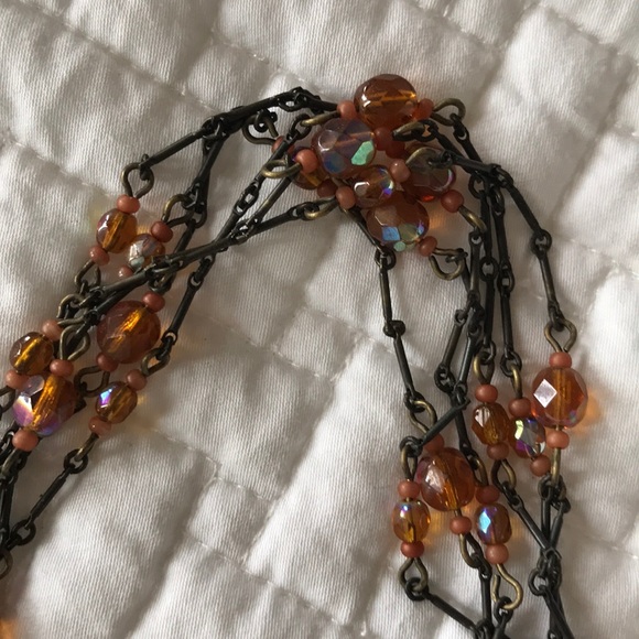 Miriam Haskell | Jewelry | Miriam Haskell Cross Beaded Necklace Brown ...